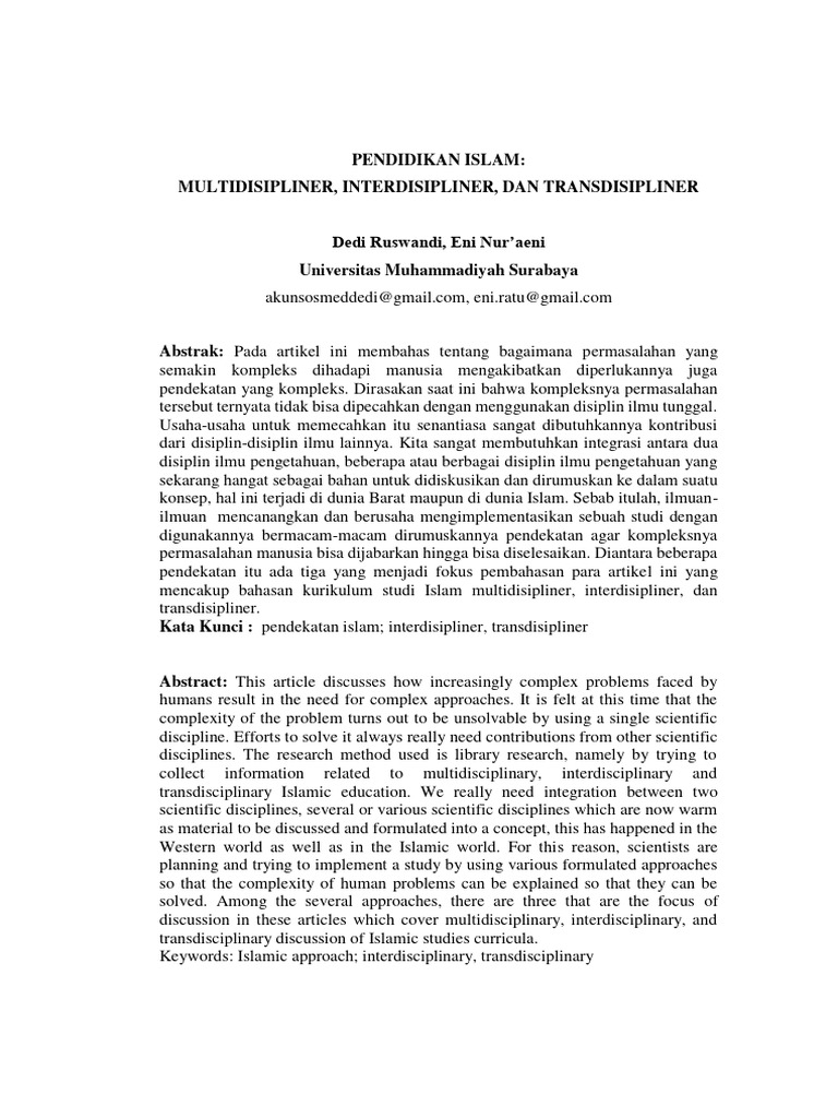 Dedi Ruswandi - Eni Nuraeni - Revisi - Pendidikan Islam Multidisipliner ...