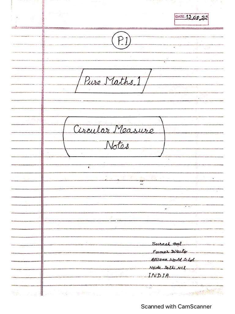 p1 Circular Measure Notes | PDF