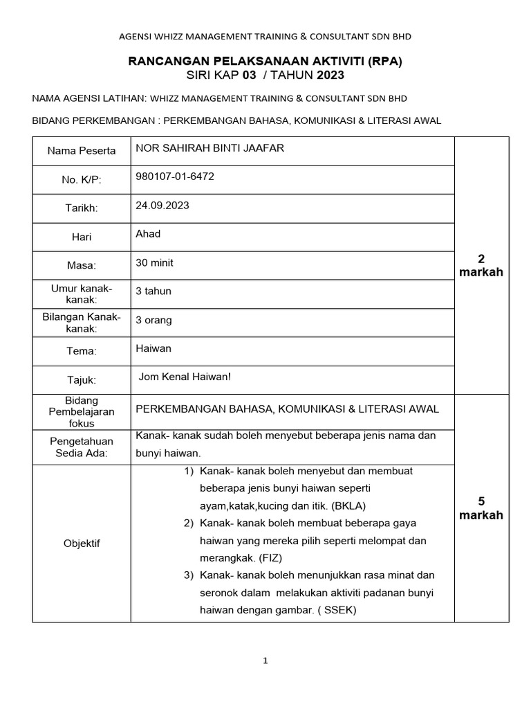 Borang Rpa Bkla Ira PDF