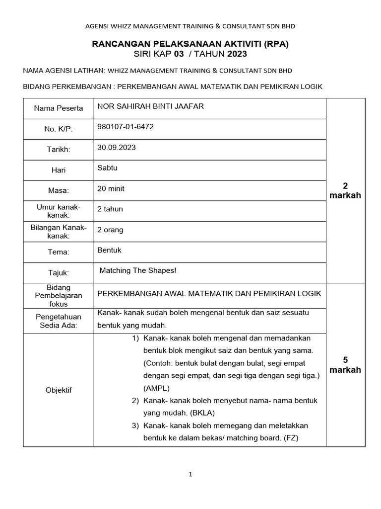 Borang Rpa Ampl (Ira) | PDF