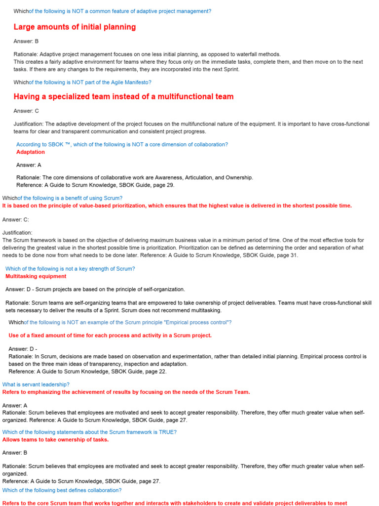 ANSWERS | PDF | Scrum (Software Development) | Business