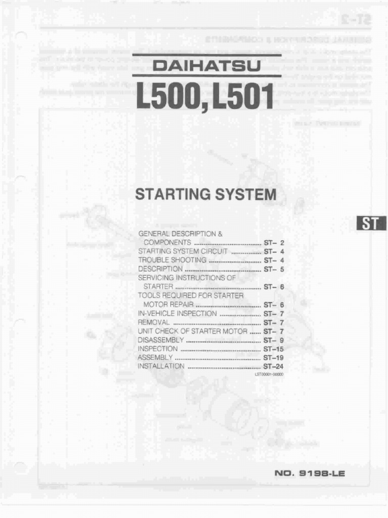 L500, L501, Starting System, Kancil | PDF