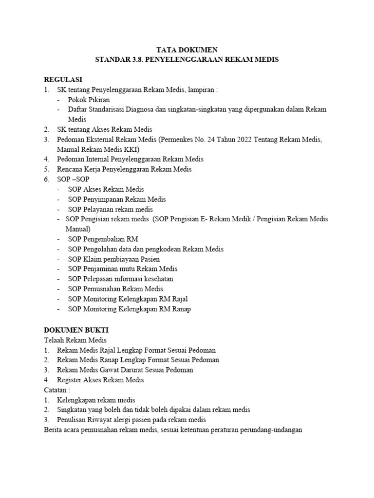Tata Dokumen Akreditasi Standar 3.8.-1 | PDF