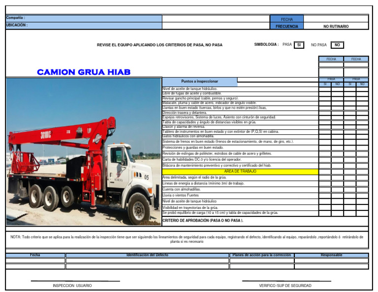 Cheklist de Hiab | PDF | Vehículo de motor | Vehículos