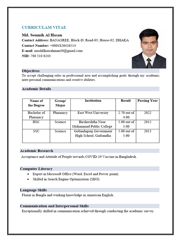 CV of Md. Soumik Al Hasan | PDF
