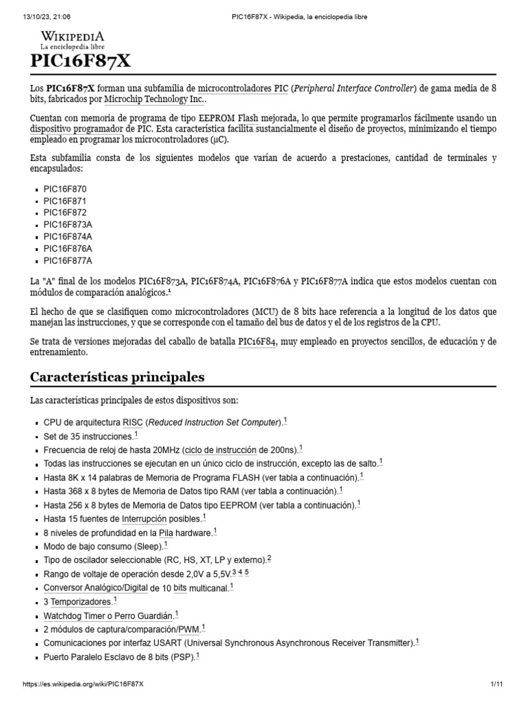 PIC16F87X | PDF | Microcontrolador | Programación de computadoras