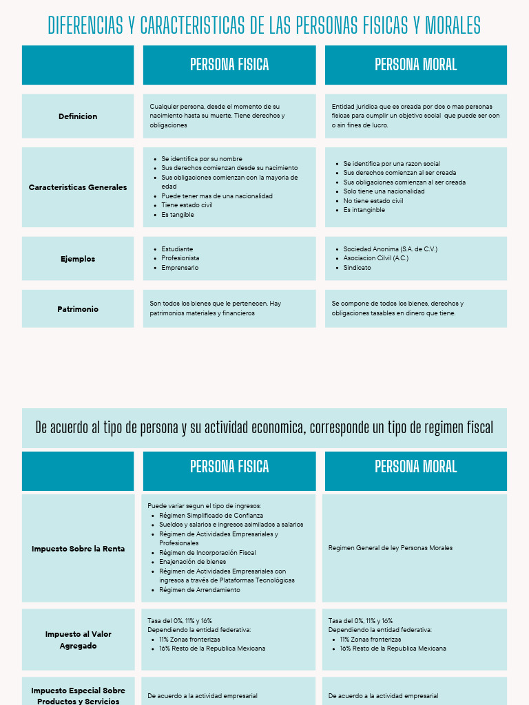 Cuadro Comparativo Persona Fisica y Moral Gustavo Garcia Perez | PDF
