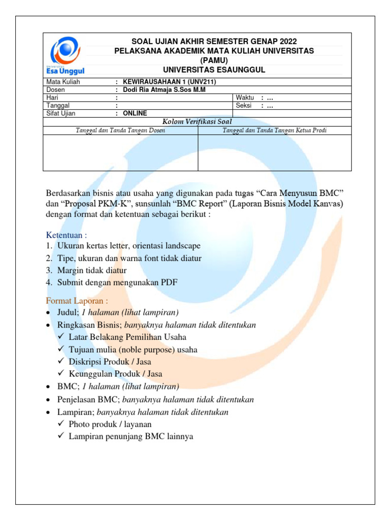 Soal UAS KWU 1 | PDF