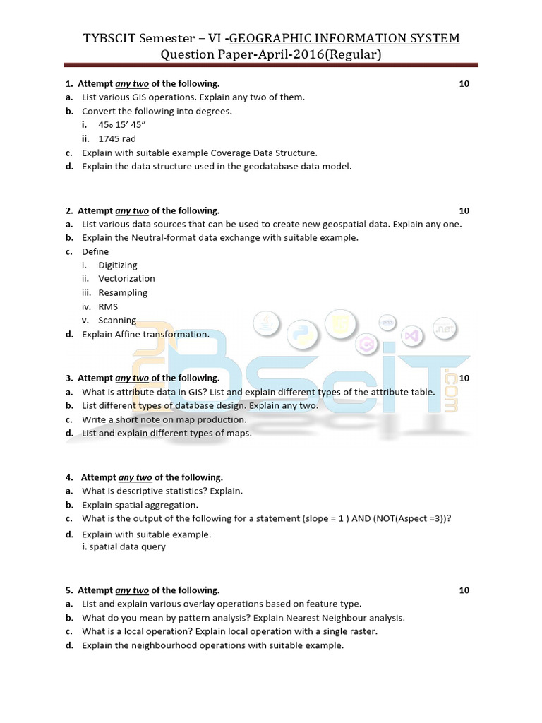 Geographic Information System Question Paper GIS | PDF | Geographic Information System | Algorithms