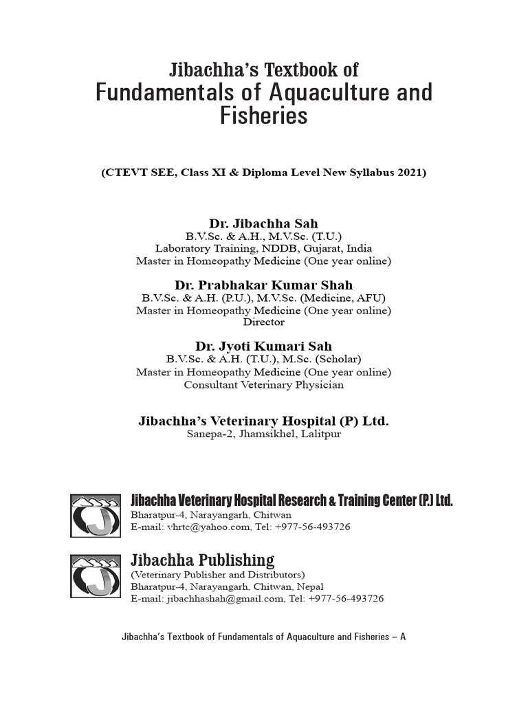 Fundamentals of Aquaculture and Fisheries Extra Pages | PDF | Fish And ...
