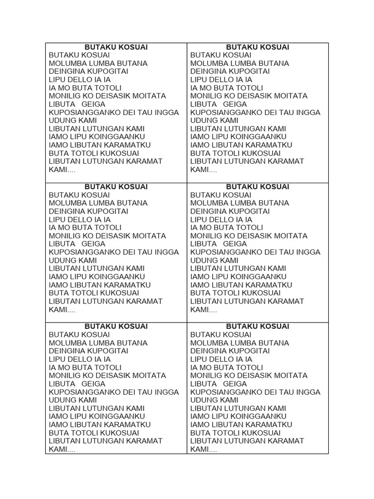 BUTAKU KOSUAI Lagu | PDF