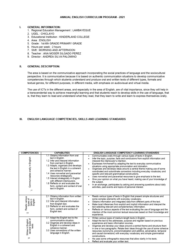 Annual English-Primary Curricular Programming | PDF | English Language ... Annual English-Primary Curricular Programming | PDF | English Language ...