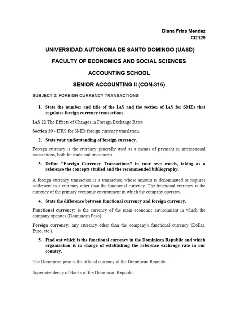 Foreign Currency Questionnaire. | PDF | Fair Value | Exchange Rate