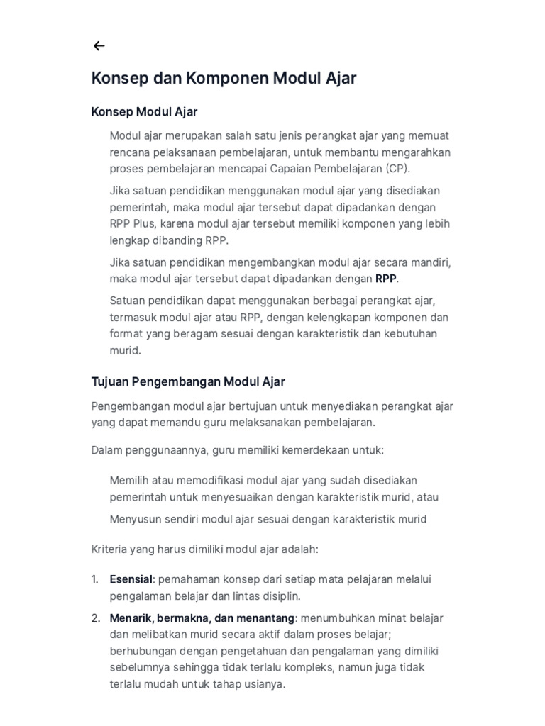 Konsep Dan Komponen Modul Ajar | PDF