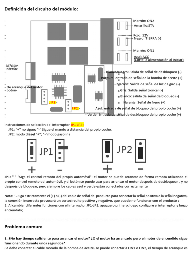 Manual+en+español Alarma Start/stop | PDF | Control remoto | Arranque