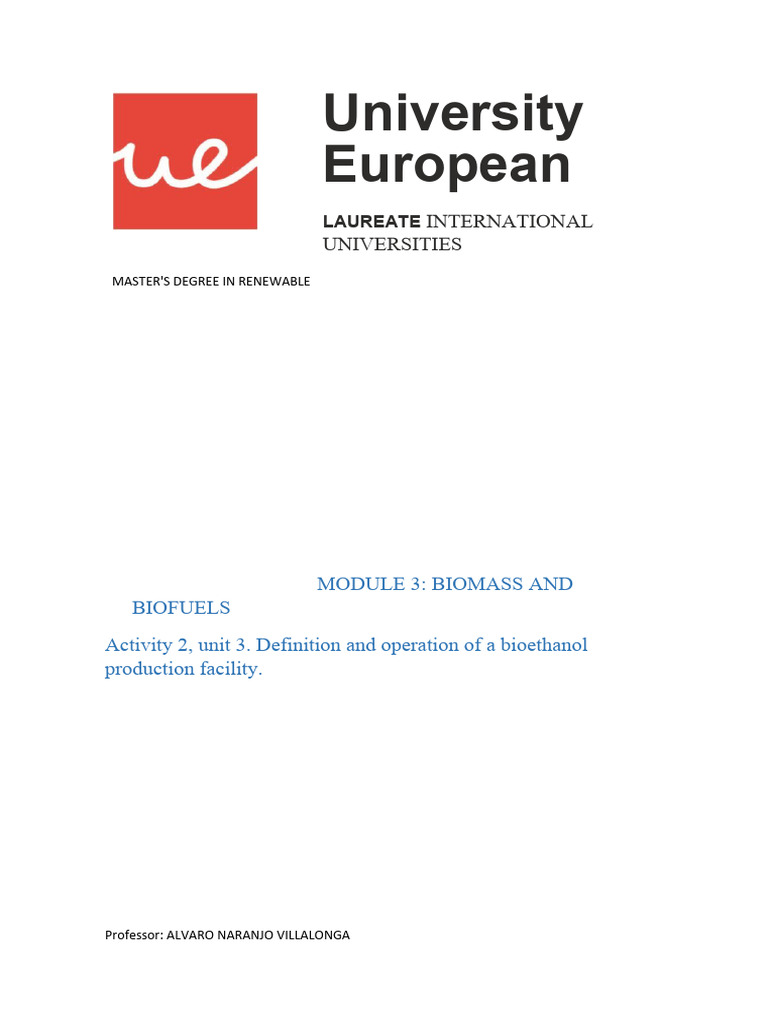 Definition and Operation of A Bioethanol Production Facility | PDF ...