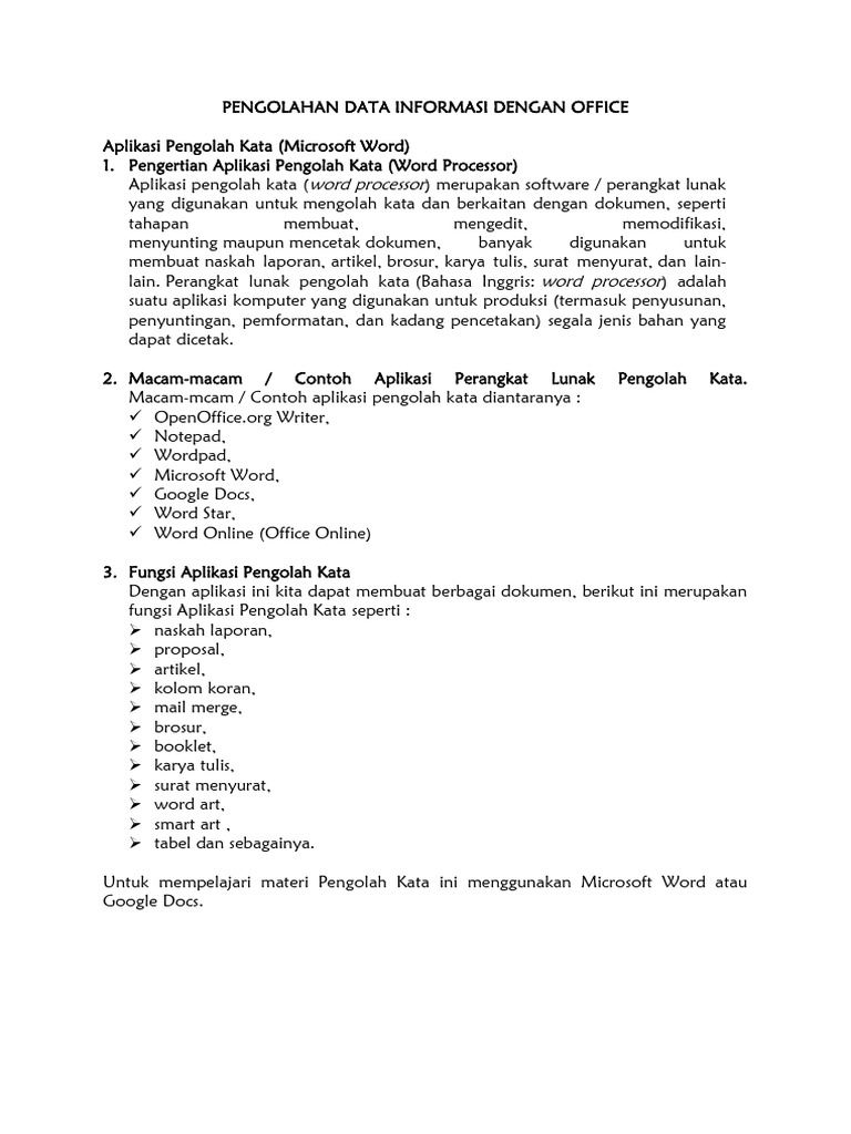 Bab Ii Simdig - Pengolahan Data Informasi Dengan Office | PDF