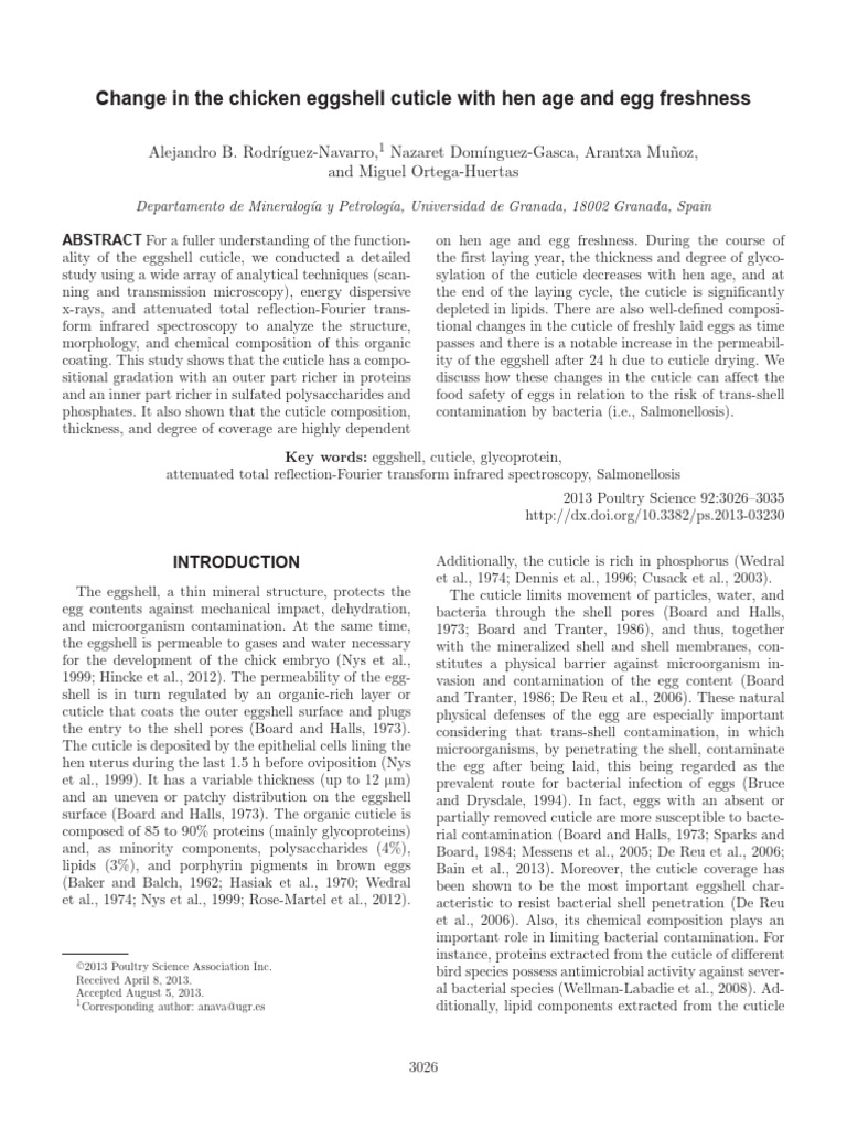 Changes in The Chicken Eggshell Cuticle With Hen Age and Egg Freshness ...