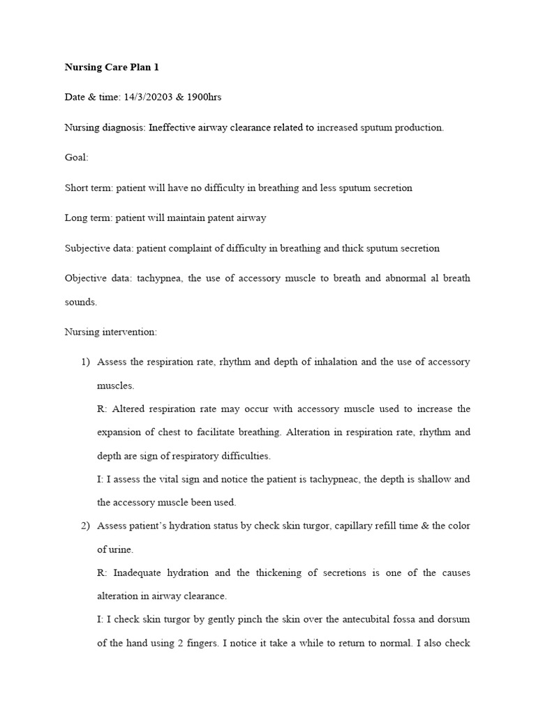 Nursing Care Plan Case Study Pneumonia | PDF