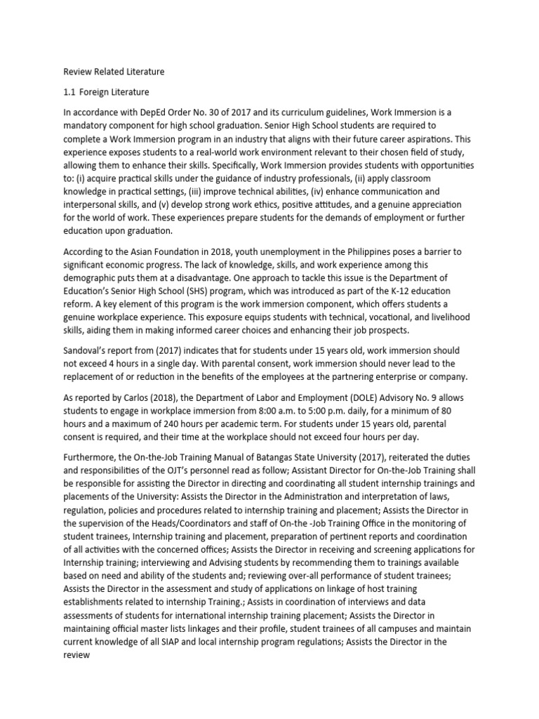 Tender Lover Care Work Immersion | PDF