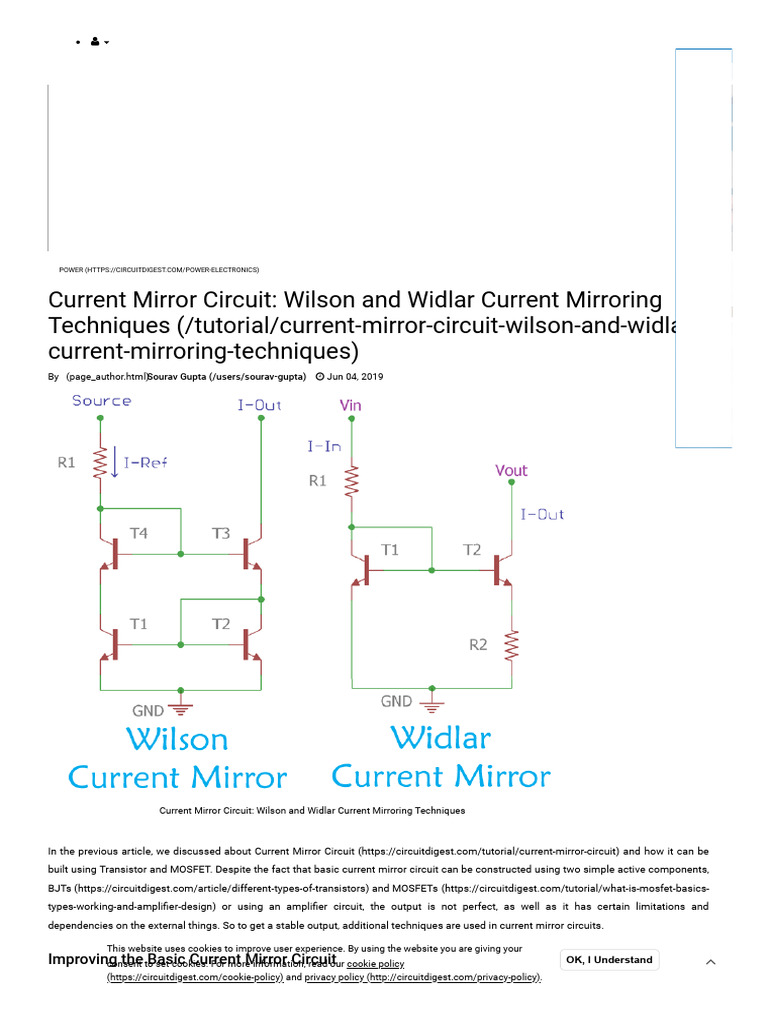 Current Mirror Circuit - Wilson and Widlar Current Mirroring Techniques | PDF | Computer ...