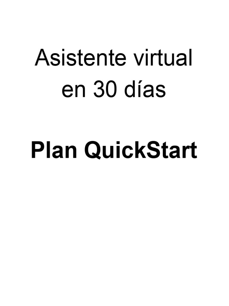 Asistente Virtual Plan de Inicio Rápido de 30 Días | Descargar gratis PDF | Blog | Internet