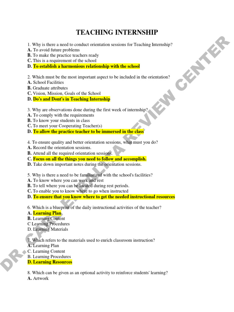 Teaching Internship | PDF | Educational Assessment | Teachers