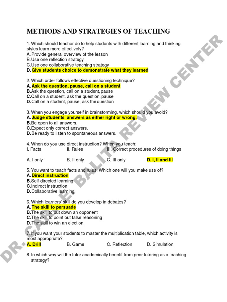 Methods and Strategies of Teaching | PDF | Literacy | Information Literacy