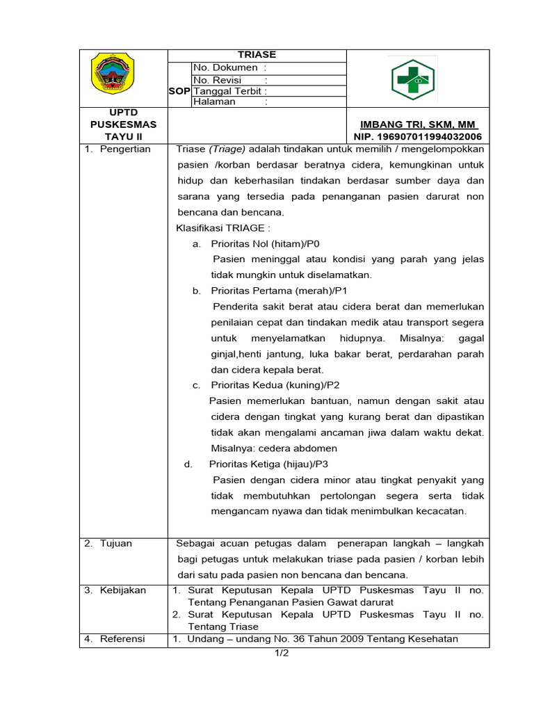 Sop Triase | PDF