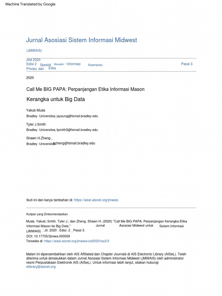 Terj. Call Me BIG PAPA - An Extension of Mason-S Information Ethics Fra ...