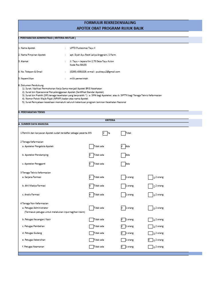 Formulir Rekredensialing IF Apotek PRB Tahun 2023 | PDF