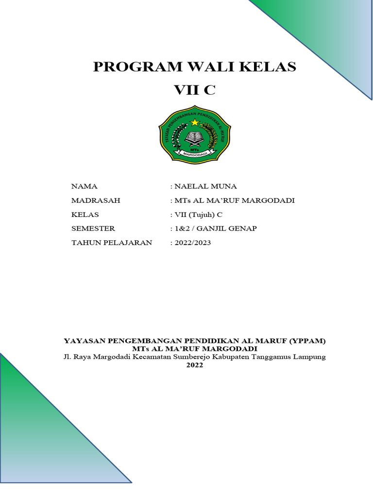 Cover Buku Wali Kelas | PDF