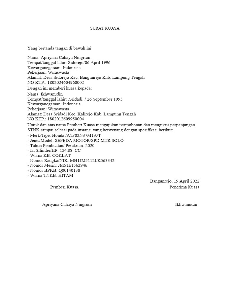 Surat Kuasa Pajak | PDF Surat Kuasa Pajak | PDF