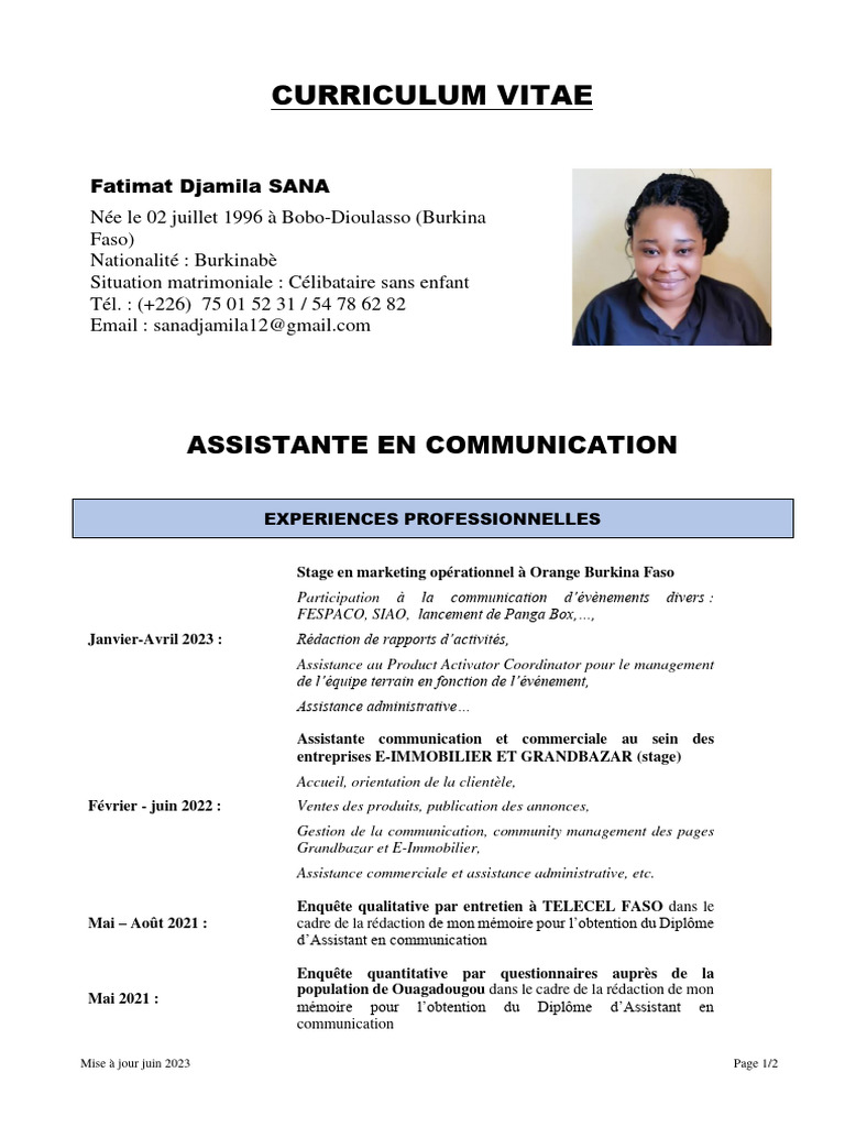 CV - Sana Fatimat Djamila | PDF