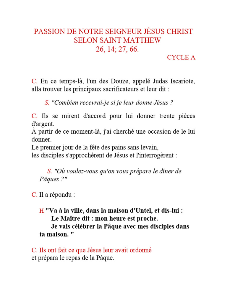 Passion de Jésus selon Saint Matthieu | PDF | Barabbas | Ponce Pilate