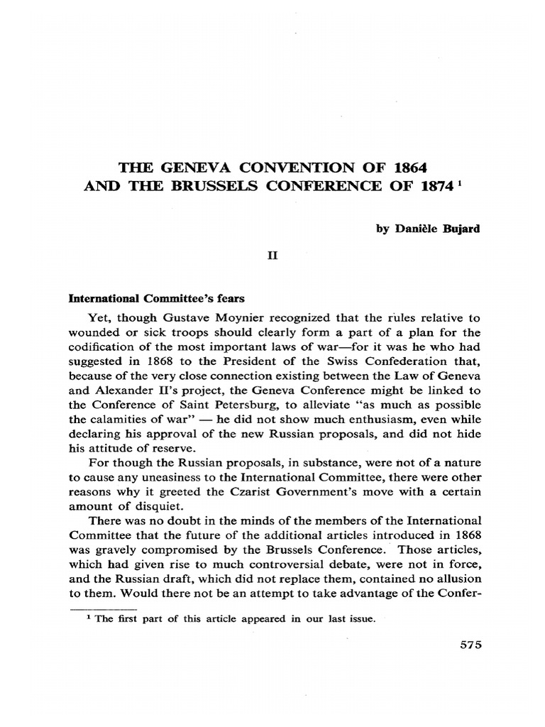 Geneva Convention and Brussels Conference Insights | PDF | Geneva ...