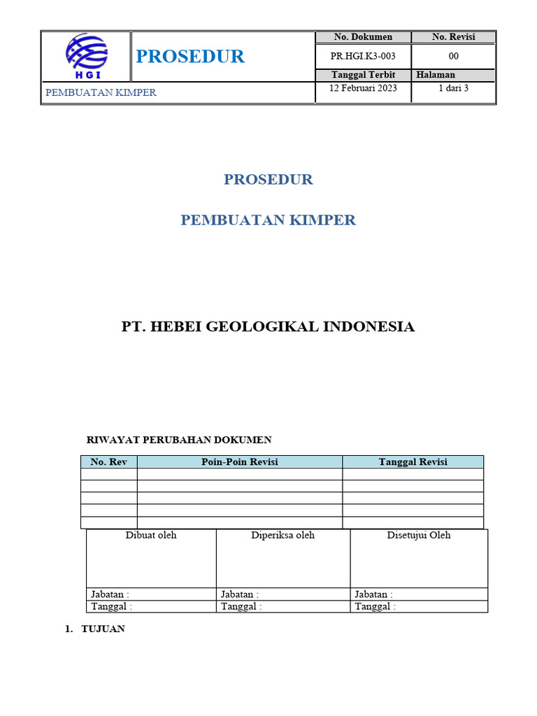 PR - Hgi.k3 - 003 - Pembuatan Kimper | PDF