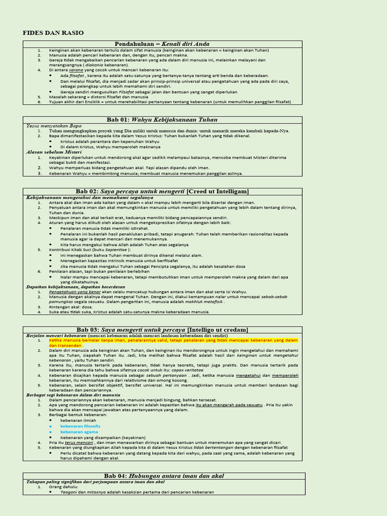 RASIO FIDES ET (Ringkasan Per Bab) | PDF