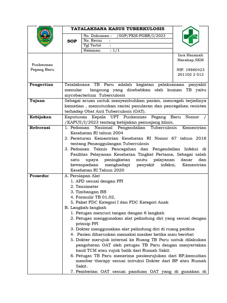 Sop Tatalaksana Kasus Tuberkulosis-3 | PDF