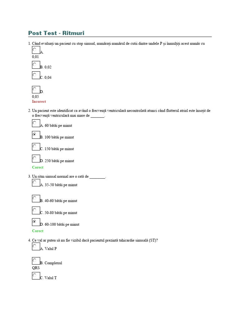 Ecg Post Test | PDF | Electrocardiography | Internal Medicine