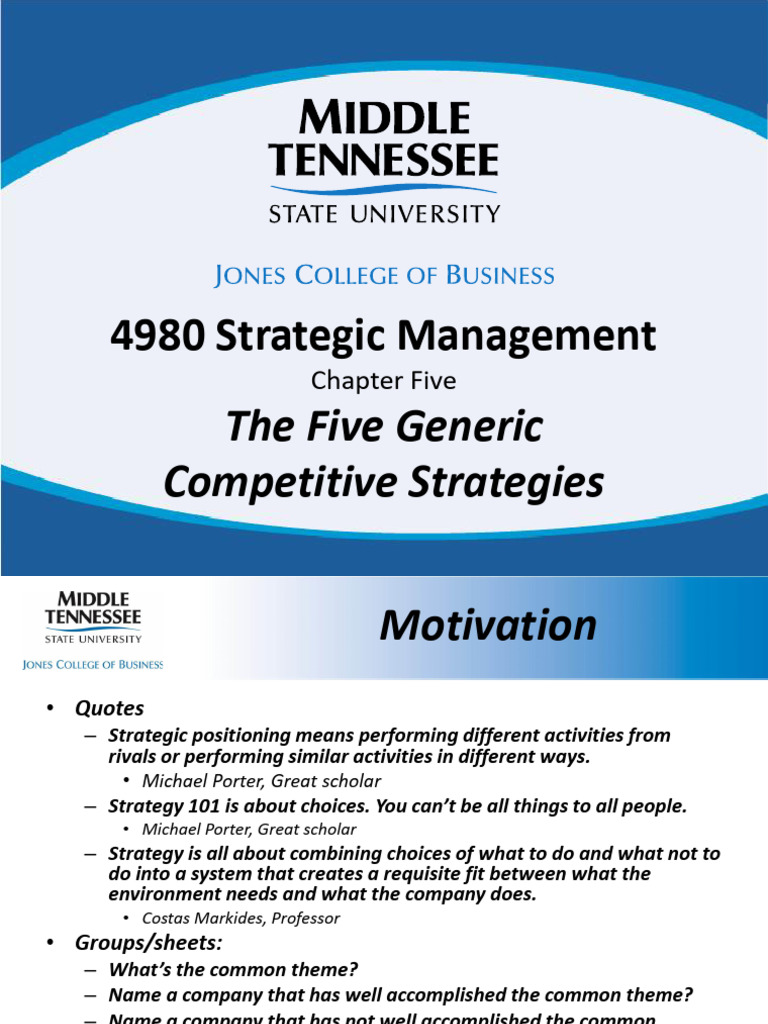 Five Generic Competitive Strategies | PDF | Strategic Management ...
