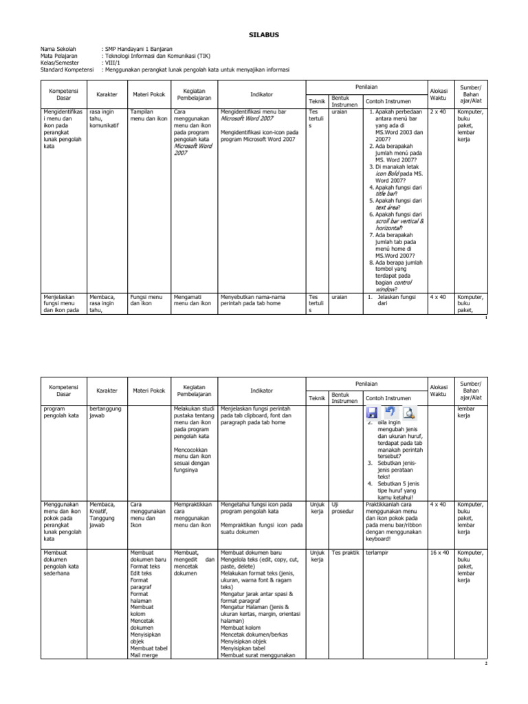 Silabus Tik 8 K.13 | PDF