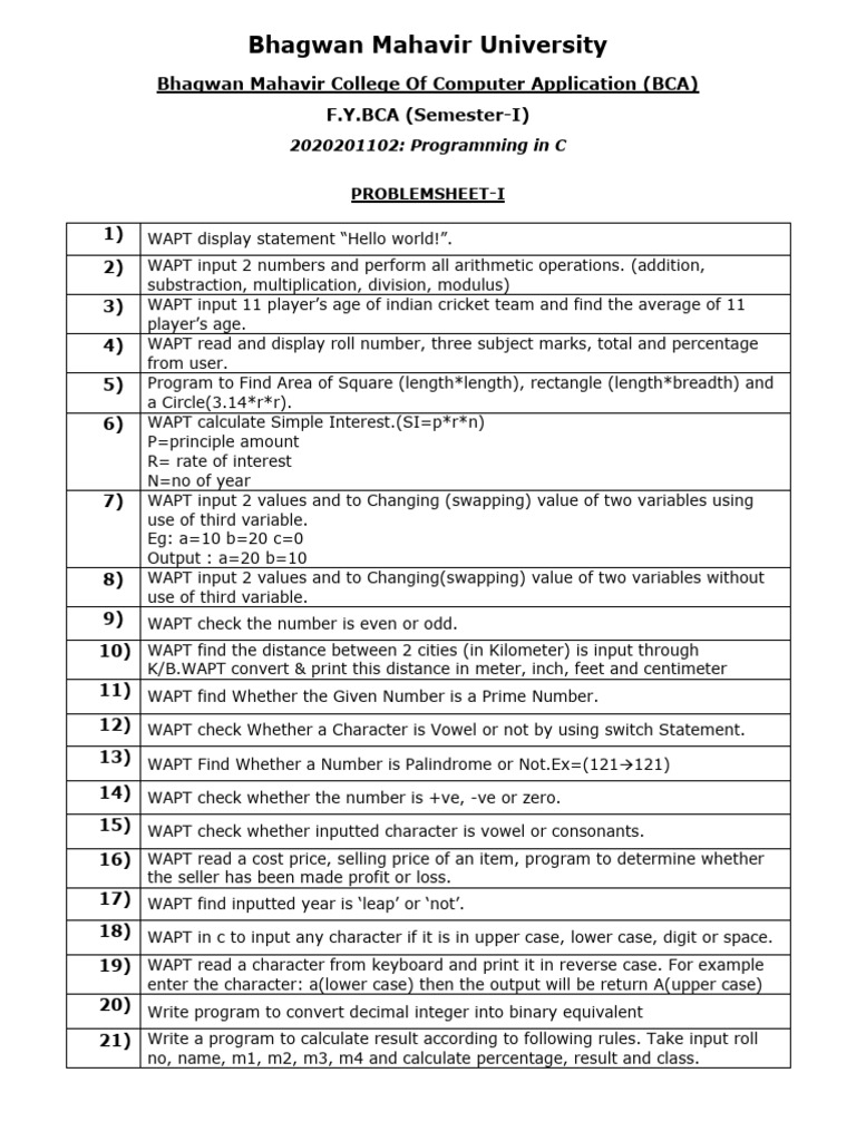 Problemsheet 11 | PDF | Computers