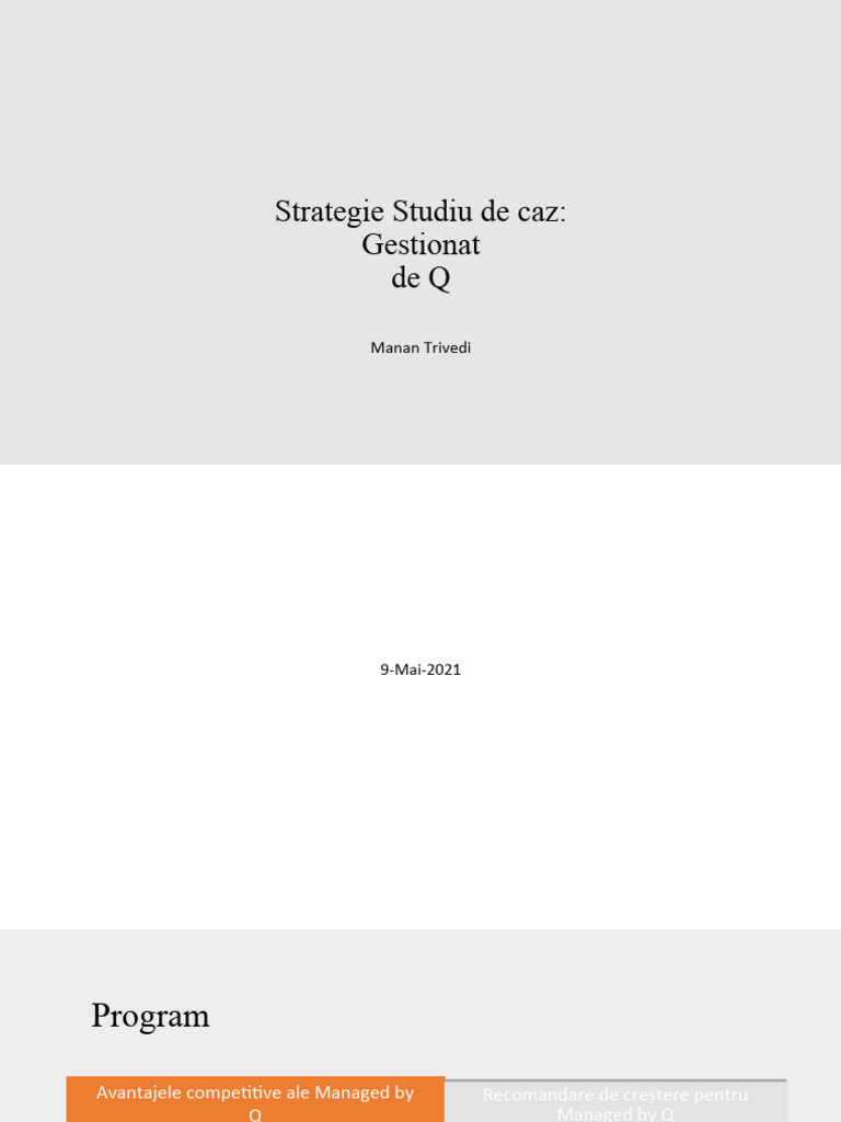 Strategie Studiu de Caz - Gestionat de Q - Manan Trivedi | PDF