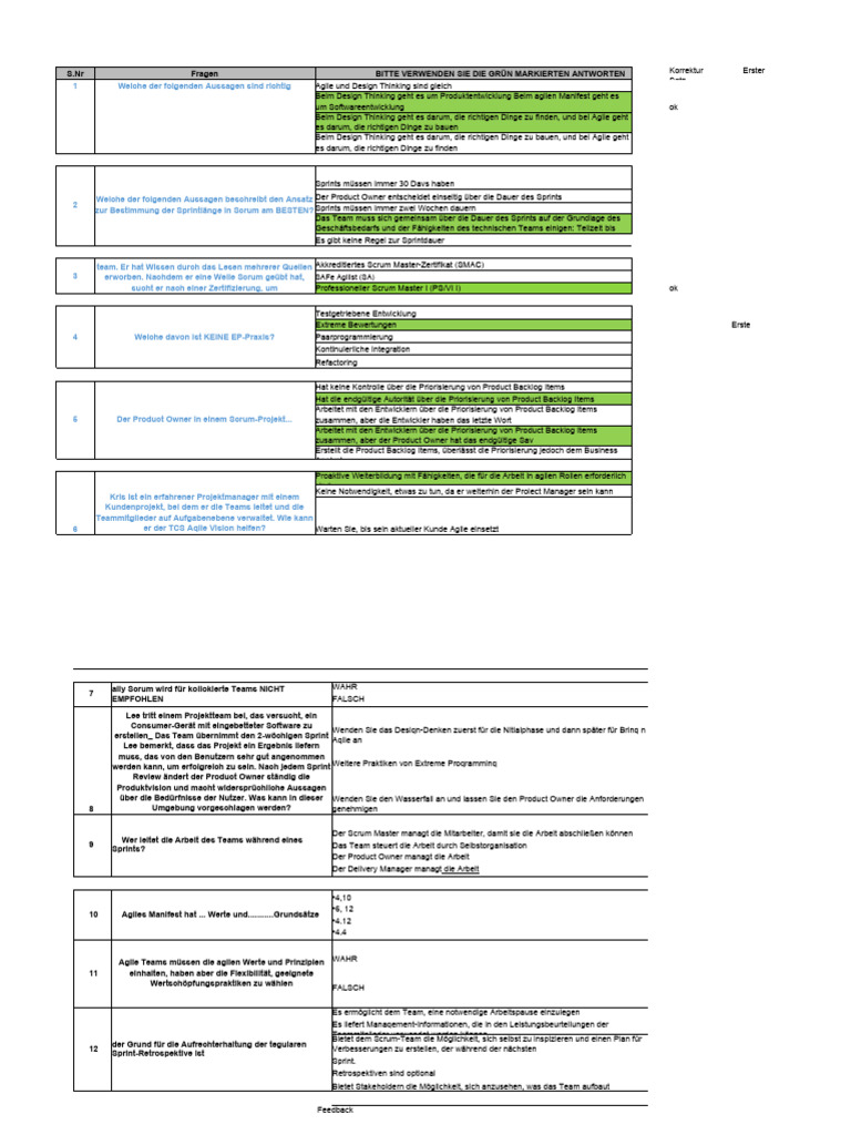 PDF Agile E0 Key With Answers PDF | Download Free PDF | Scrum (Software ...