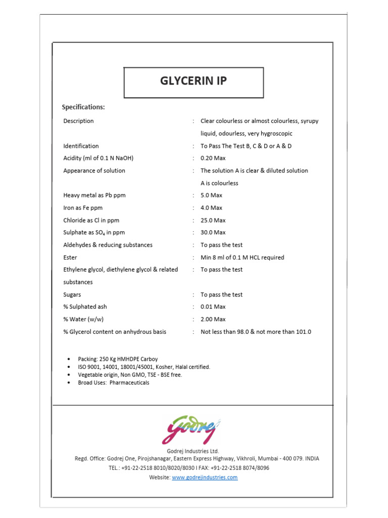 Glycerin Ip | PDF