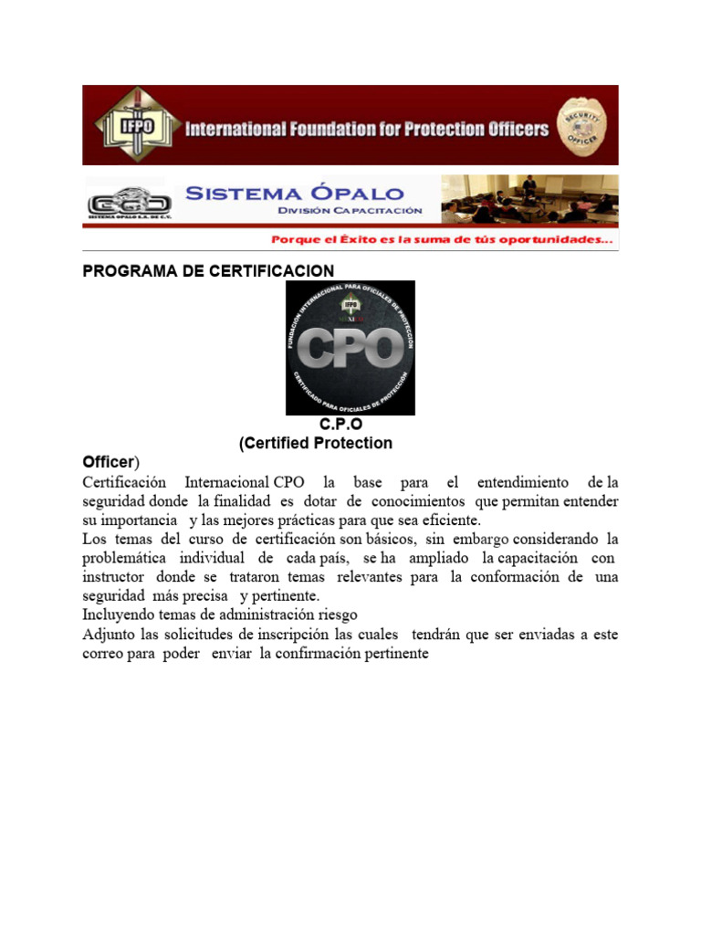 Programa Certificacion Cpo | PDF | Policía