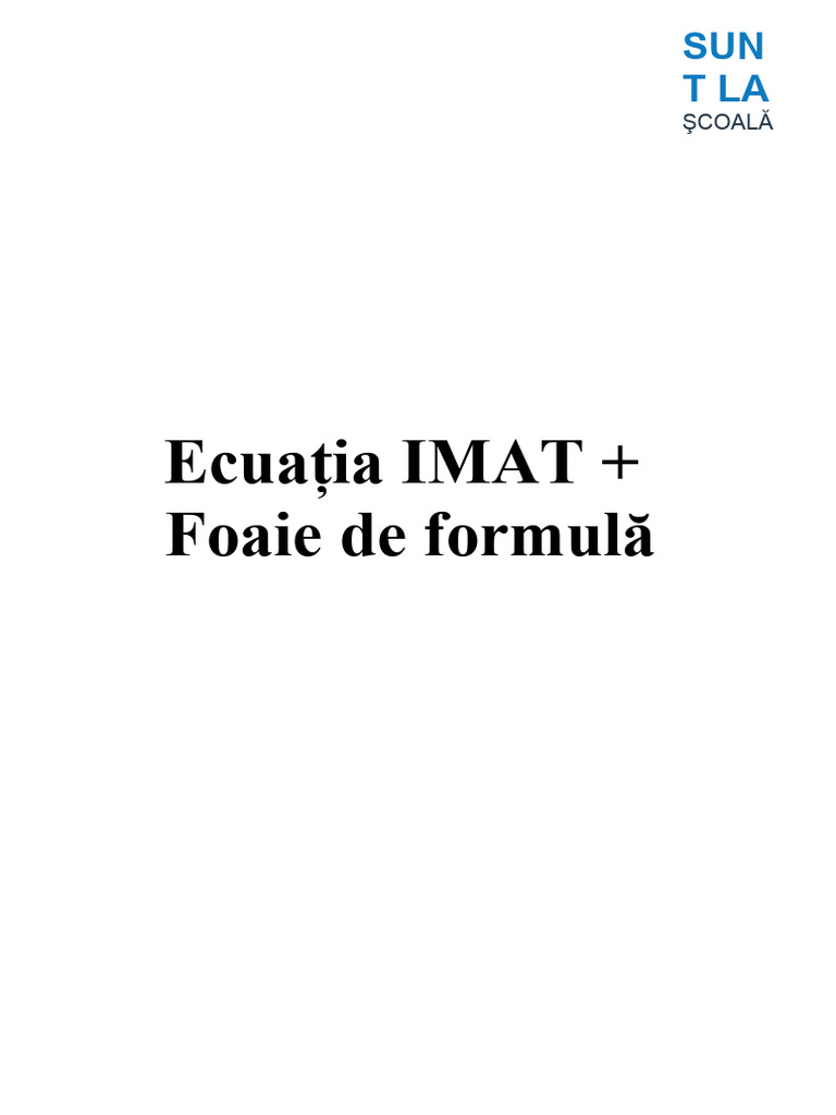 IMAT Formulas Cheat Sheet | PDF