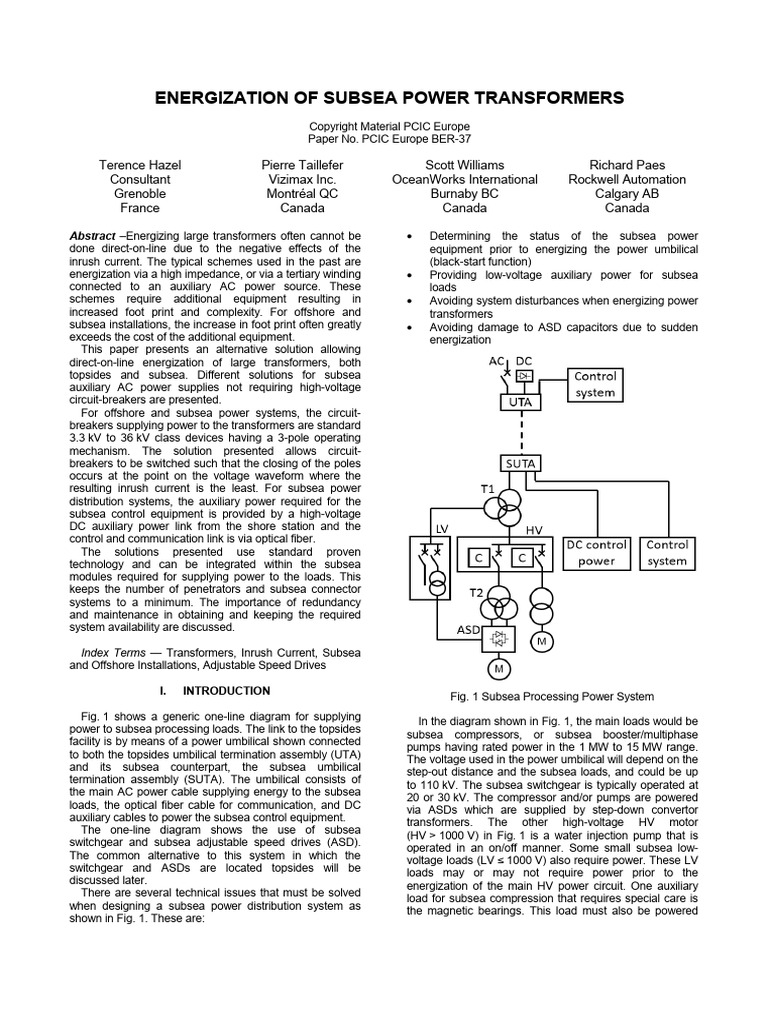 BER-37 Direct on Line Energization of Subsea Power Transformers1 | PDF ...