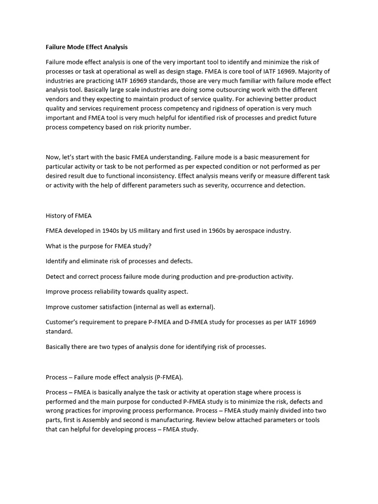 Failure Mode Effect Analysis | PDF | Systems Science | Systems Engineering